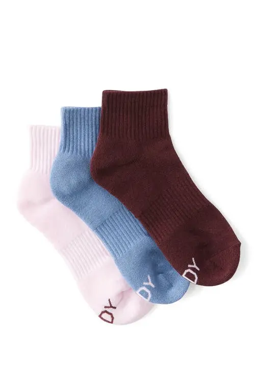 Cotton:on Active Quarter Crew Socks 3-pack - Choc Plum Multi