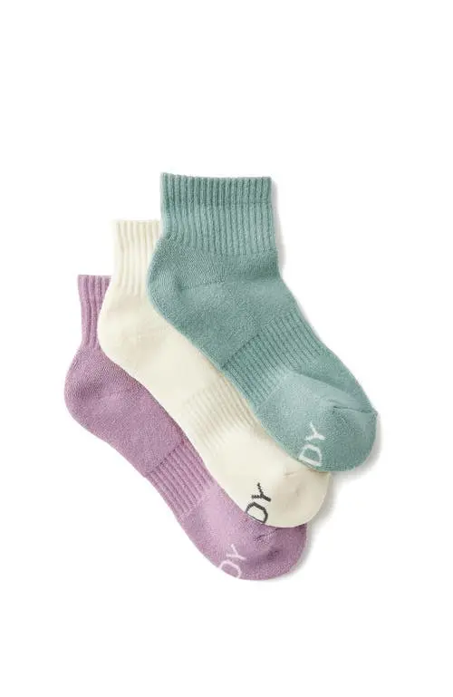 Cotton:on Active Quarter Crew Sock 3-pack - Teal Mist Multi
