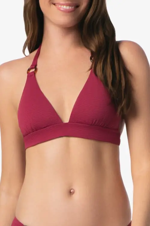 Helen Jon Banded Halter Top With Tortoise Rings - Merlot Cora Texture