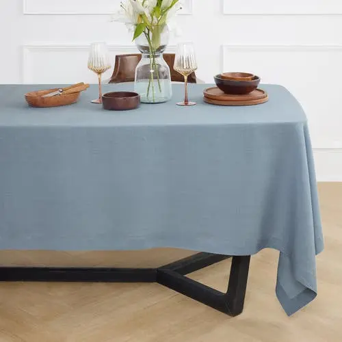 SOLINO HOME Linen Tableclothsonoma - Dusty Blue