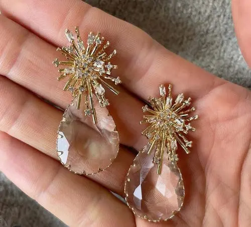 ERIN MCDERMOTT JEWELRY Quartz Dangle Drop Earrings