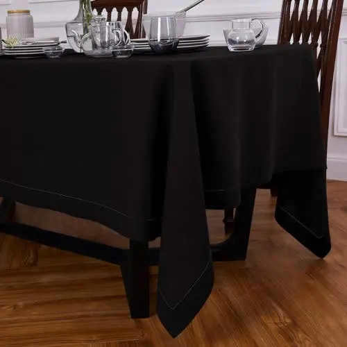 Solino Home Linen Tablecloth For Dining Table - Black