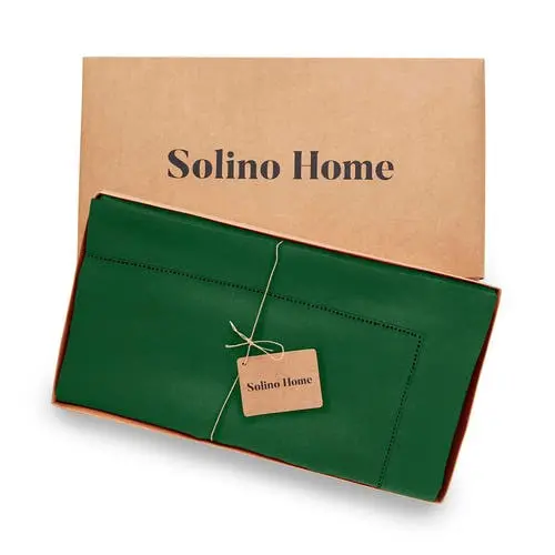 SOLINO HOME Linen Tableclothsonoma Hemstitch - Green