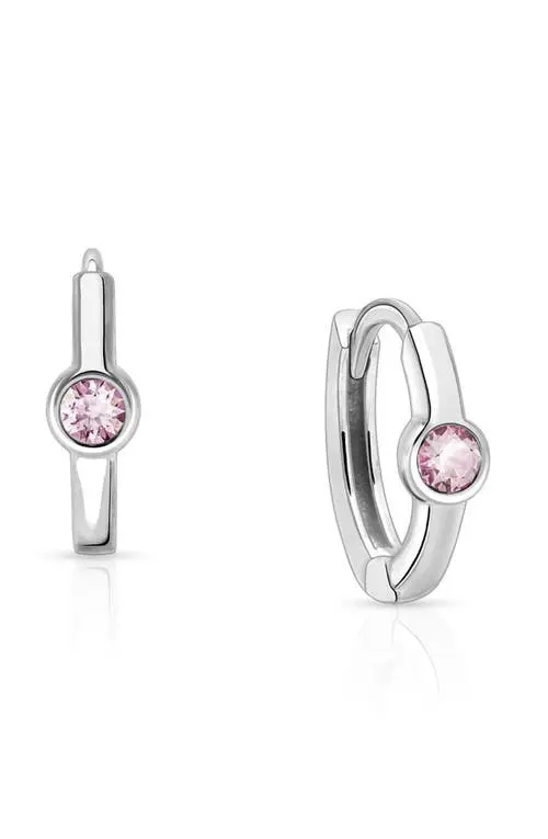 TINY BLESSINGS Sterling Silver 9mm Birthstone Huggie Hoop Earrings - June