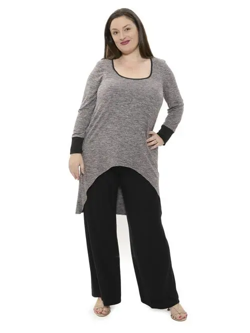 24SEVEN COMFORT APPAREL Two Tone Top And Pant Set - Black