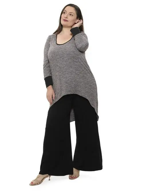 24SEVEN COMFORT APPAREL Two Tone Top And Pant Set - Black