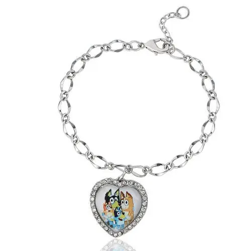 BLUEY Heart Pendant Chain Bracelet