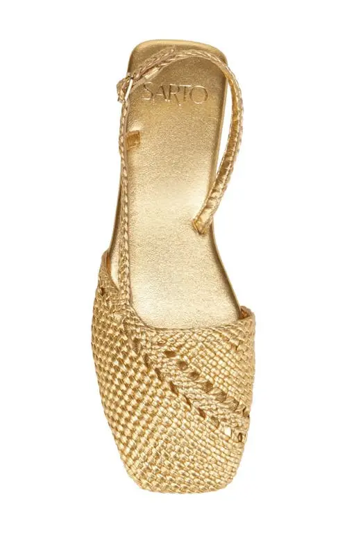 Franco Sarto Ilona Woven Slingback Flats - Ocra Gold