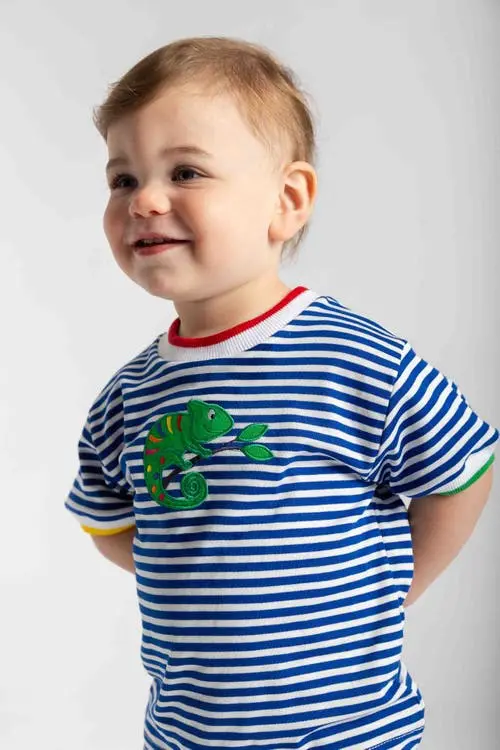 FLORENCE EISEMAN Stripe Knit Tshirt With Lizard