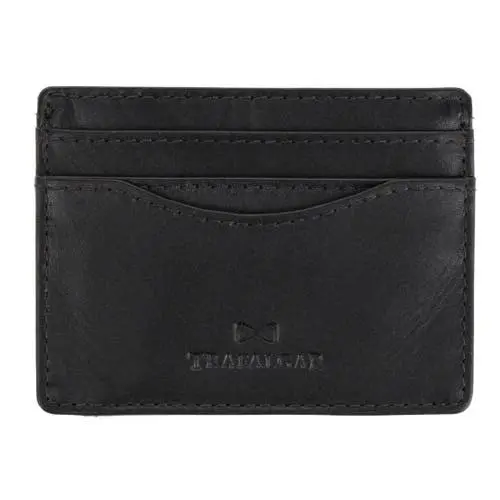 Trafalgar Orion Curved Side Slot Leather Card Case - Black