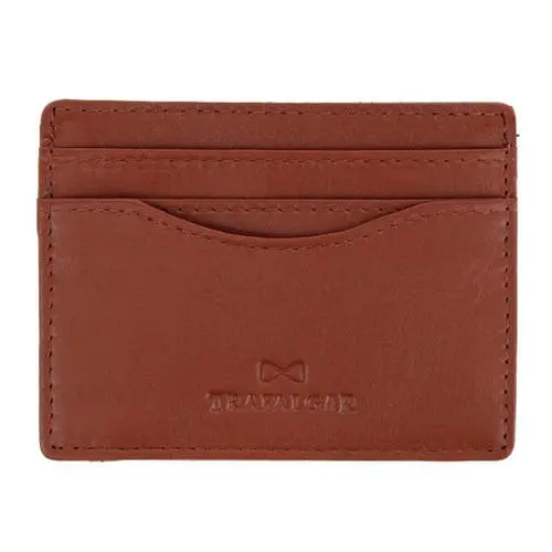 Trafalgar Orion Curved Side Slot Leather Card Case - Tan