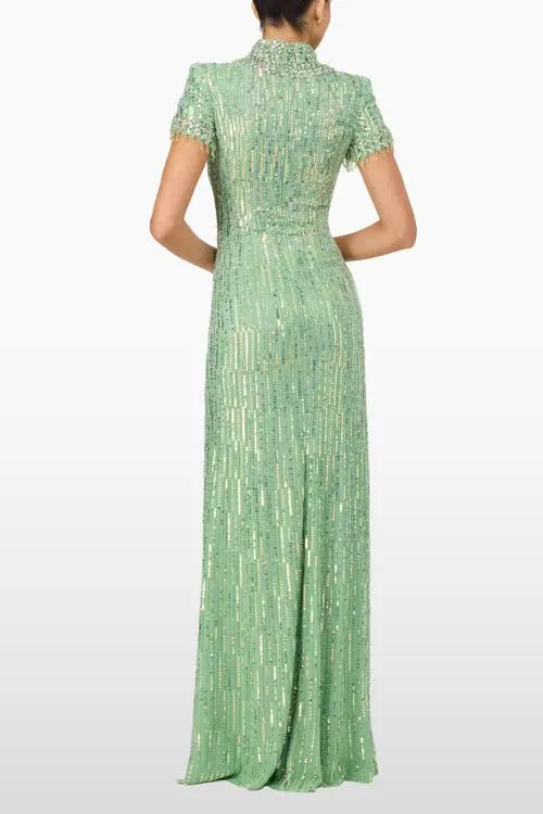 Jenny Packham Madeleine Sequin Beaded Gown - Parakeet