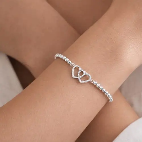 DONATELLO GIAN Crystal Heart Charm Beaded Bracelet