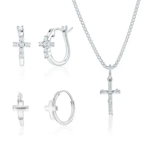 DONATELLO GIAN Sterling Cross Necklace And Earrings Set - Silver