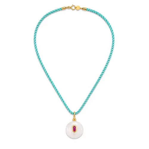 ERIN MCDERMOTT JEWELRY Verde Rose" Silk Cord Necklace - Blue