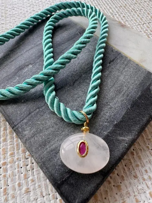 ERIN MCDERMOTT JEWELRY Verde Rose" Silk Cord Necklace