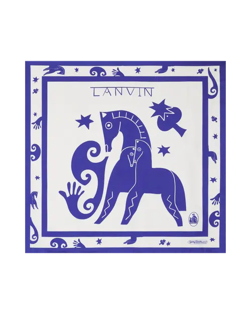 LANVIN Lunar Year Print Silk Scarf - Sapphire/optic White