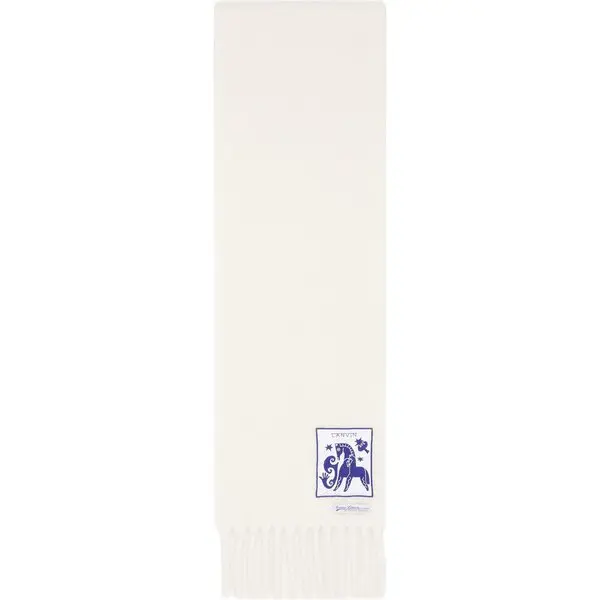 LANVIN Lunar Year Wool Scarf With Fringes - White