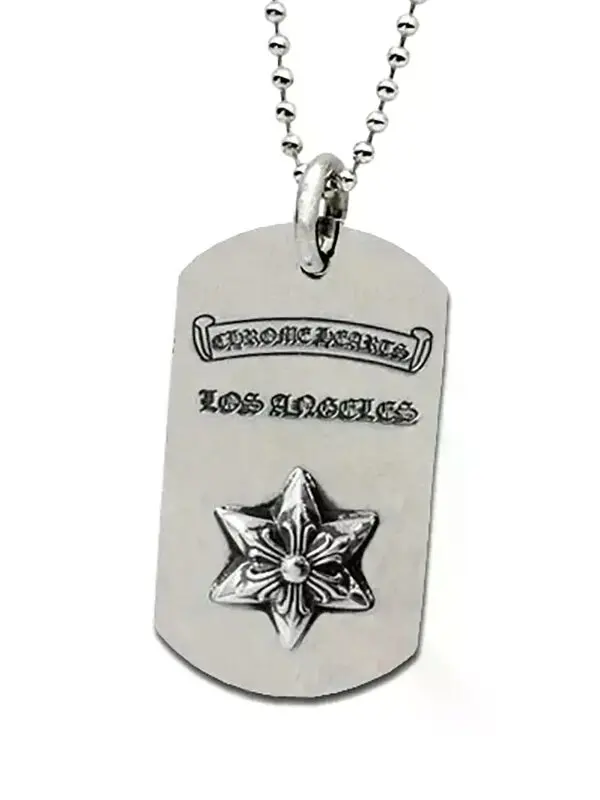 Chrome Hearts Raised Star Dog Tag Necklace - Silver