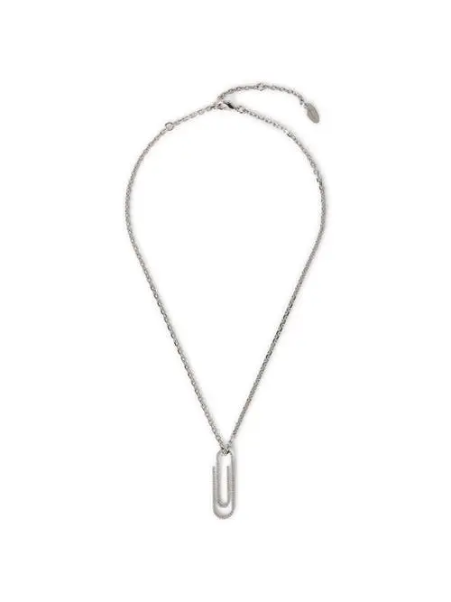 Off-White Paperclip Strass Necklace - Silver