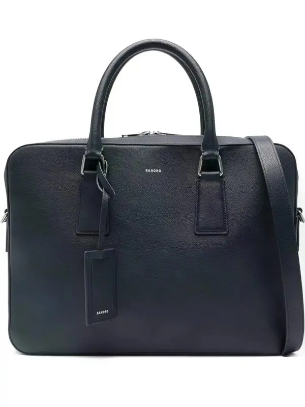 Sandro Leather Laptop Bag - Blue