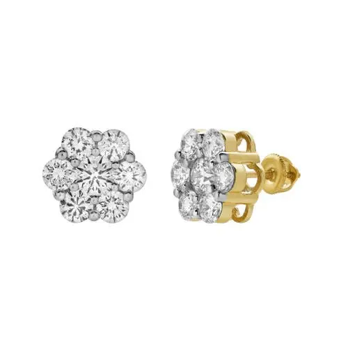 LUVMYJEWELRY Meadow Cluster Lab Grown Diamond Earrings - 14k Yellow Gold