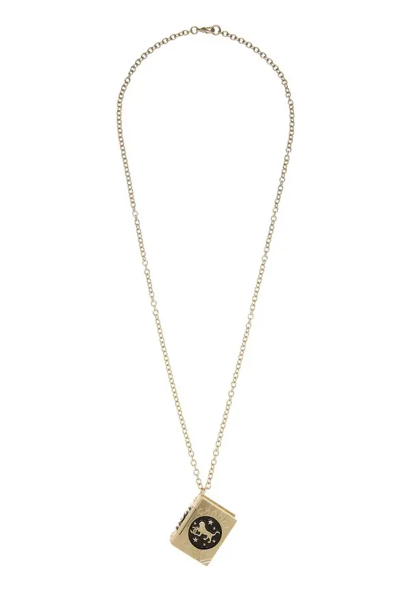 Chanel Gold-tone Book Locket Necklace - Black