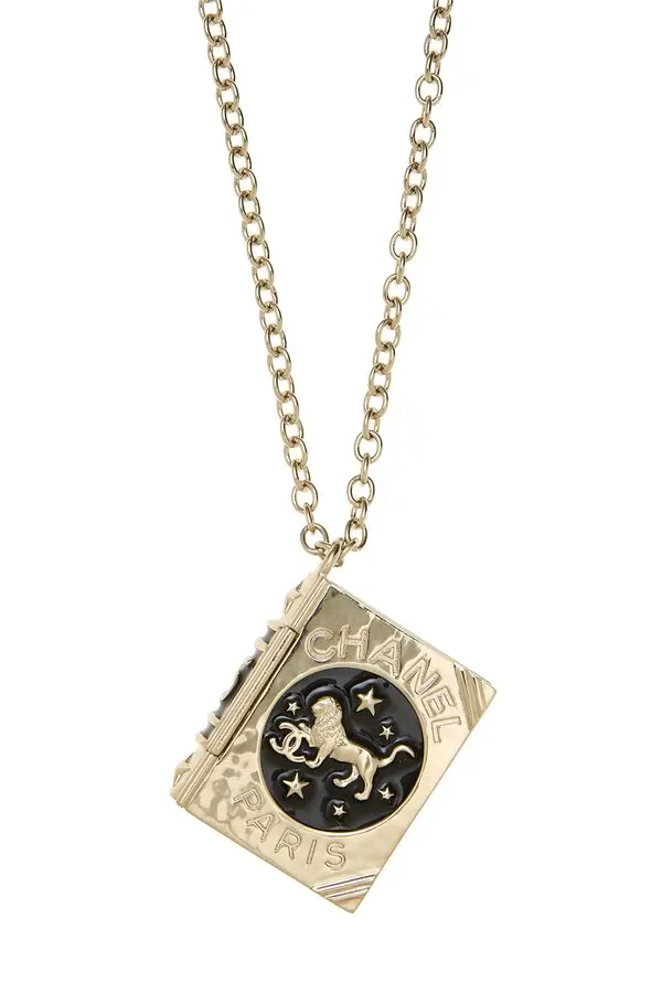 Chanel Tone Book Locket Necklace - Black