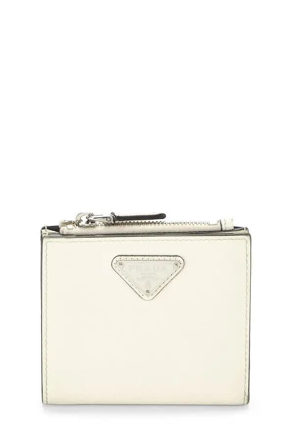 Prada Saffiano Snap Compact Wallet - White