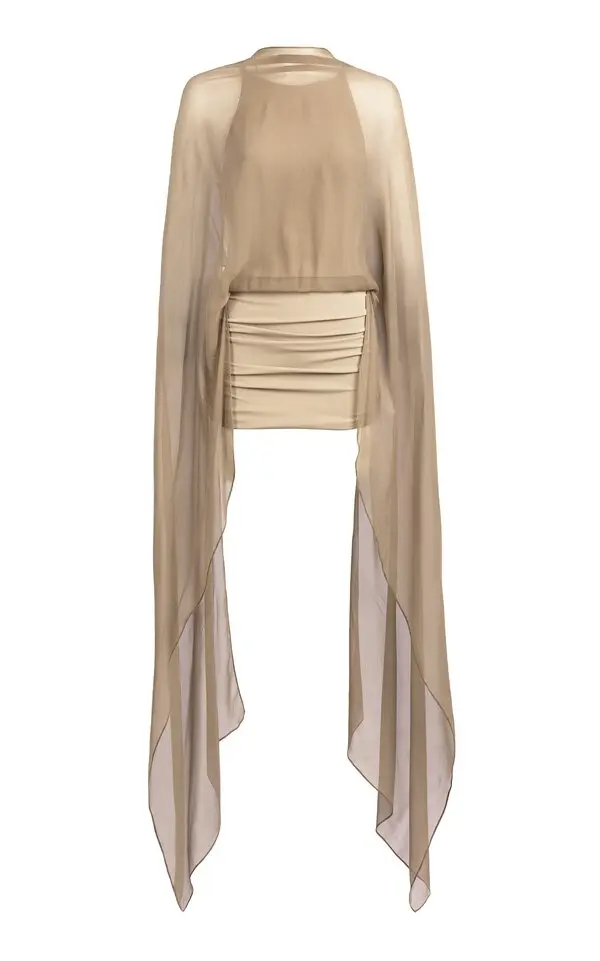 Silvia Tcherassi Kedar Chiffon-cape Jersey Mini Dress - Nude
