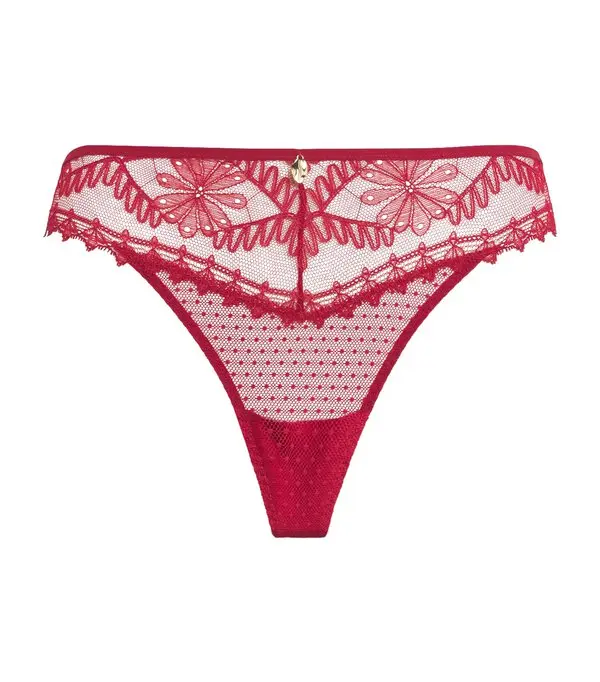 AUBADE Lace Mystery Of Love Tanga Briefs - Red