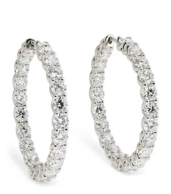 Harrods Diamond Hoop Earrings - White