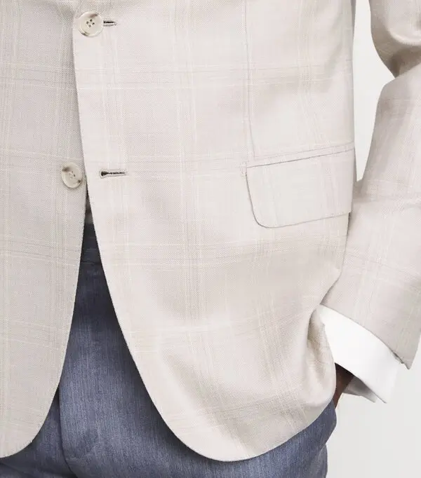Brioni Wool-silk Check Ravello Blazer