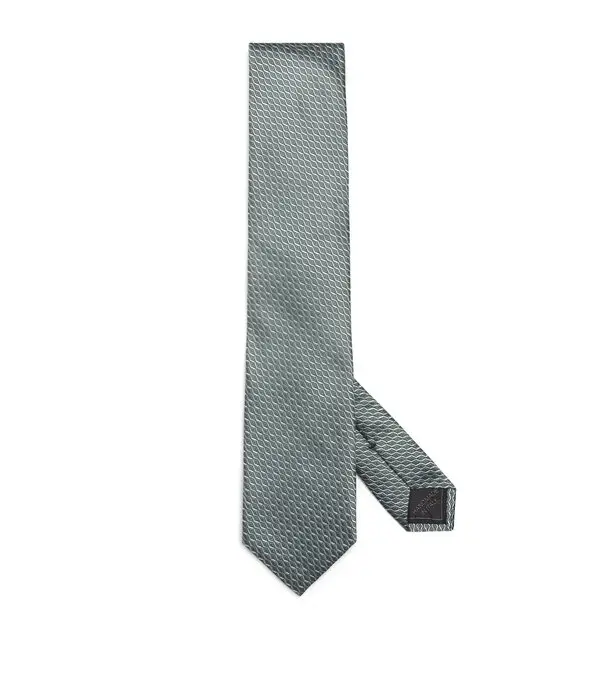 Brioni Silk Geometric-jacquard Tie - Green