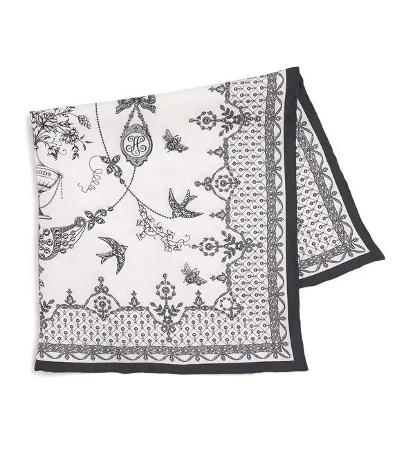 Harrods Silk Lace Print Scarf - Ivory