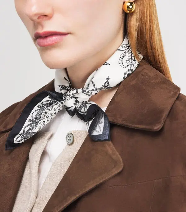 Harrods Silk Lace Print Scarf