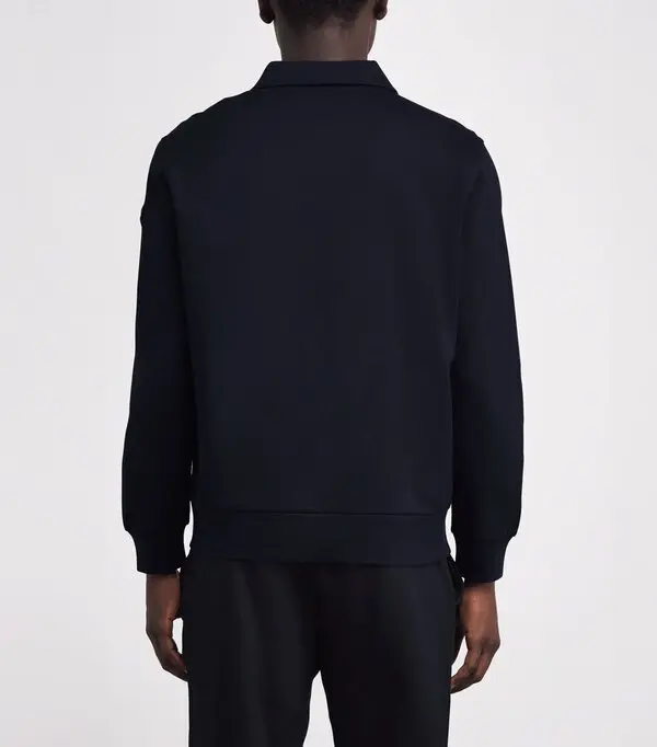 Moncler Cotton-blend Jersey Half-zip Sweater - Blue