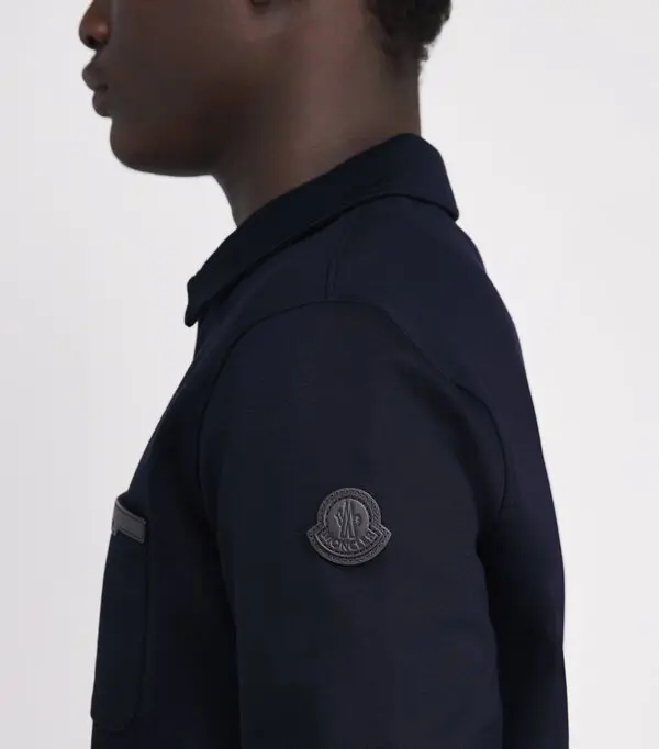 Moncler Cotton-blend Jersey Half-zip Sweater - Blue