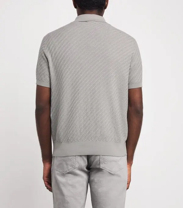 Brioni Cotton-silk-cashmere Woven Polo Shirt - Grey