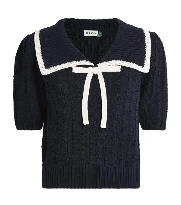 Rixo Cotton Pippa Knit Top - Navy