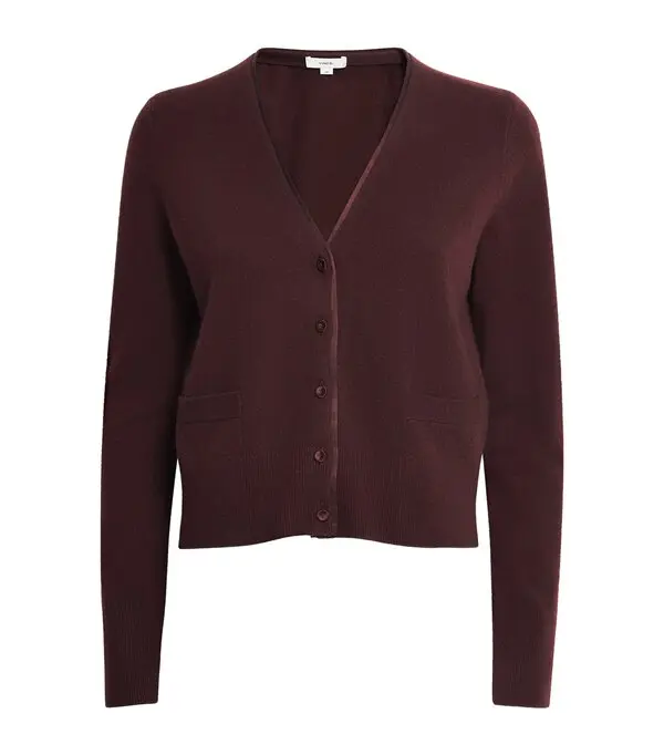Vince Wool-blend Satin-trim Cardigan - Red