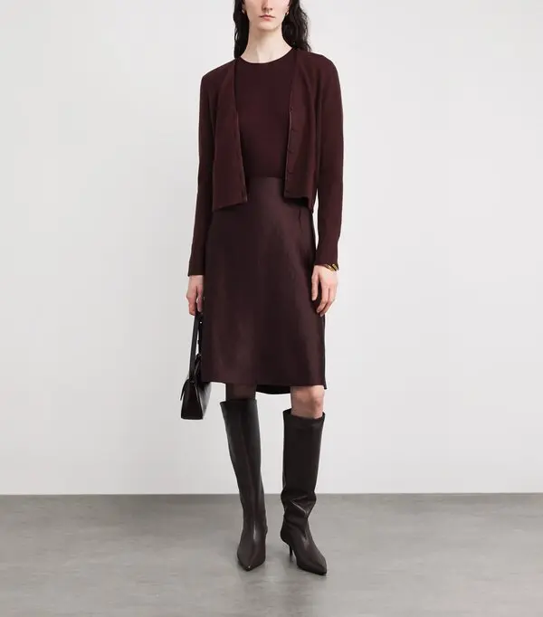 Vince Wool-blend Satin-trim Cardigan - Red
