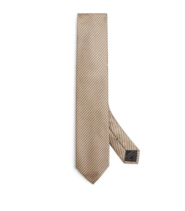 Brioni Geometric-jacquard Silk Tie - Nude