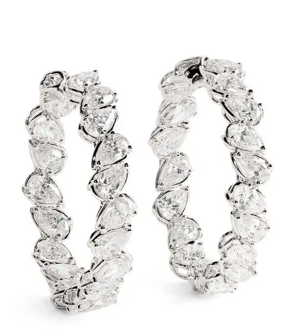 Harrods Diamond Hoop Earrings - White