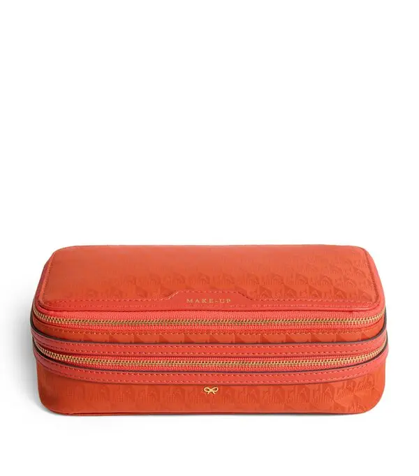 ANYA HINDMARCH Jacquard Logo Make-up Pouch - Red