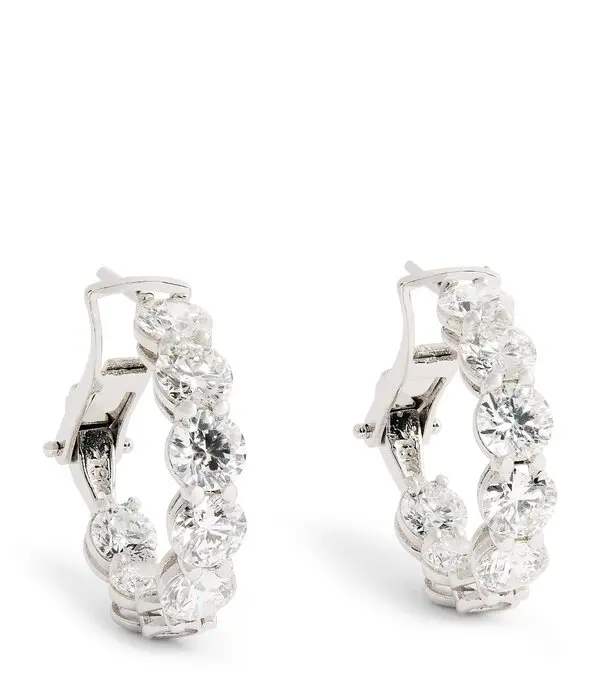 Harrods Diamond Hoop Earrings - White