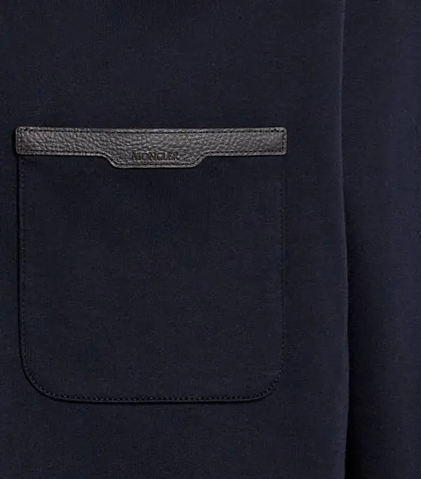 Moncler Cotton-blend Jersey Half-zip Sweater - Blue