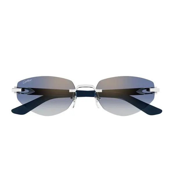CARTIER Décor C Allongé De Sunglasses - Blue