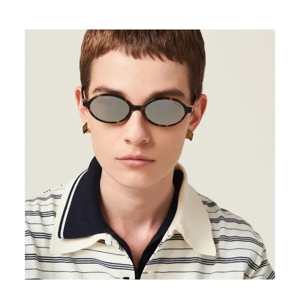 Miu Miu Acetate Frame With Logo - Brown