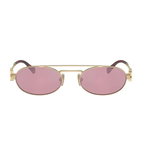 Miu Miu Logo Oval Sunglasses - Gold
